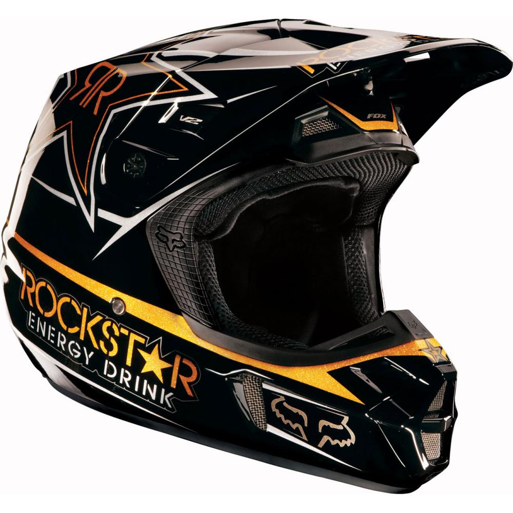 Helma na motocross, čtyřkolku FOX V2 Rockstar Black/Gold